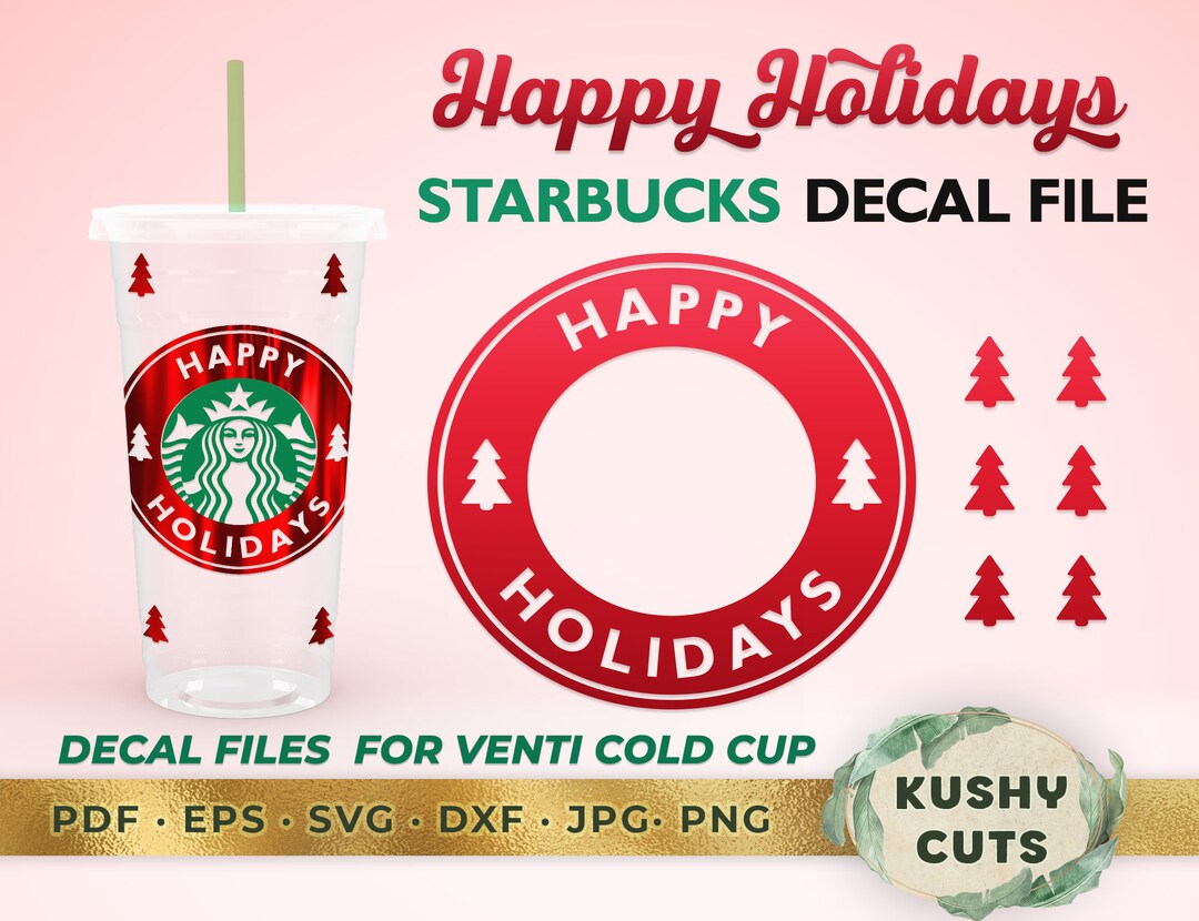 Happy Holidays Christmas Starbucks Cup Svg - for Starbucks Venti Cold ...