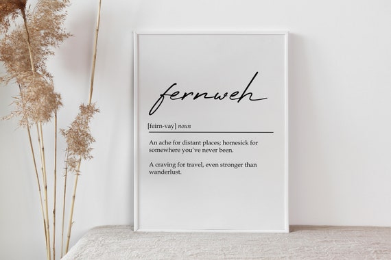 Fernweh Definition Print // Wanderlust Decor Travel Art - Etsy