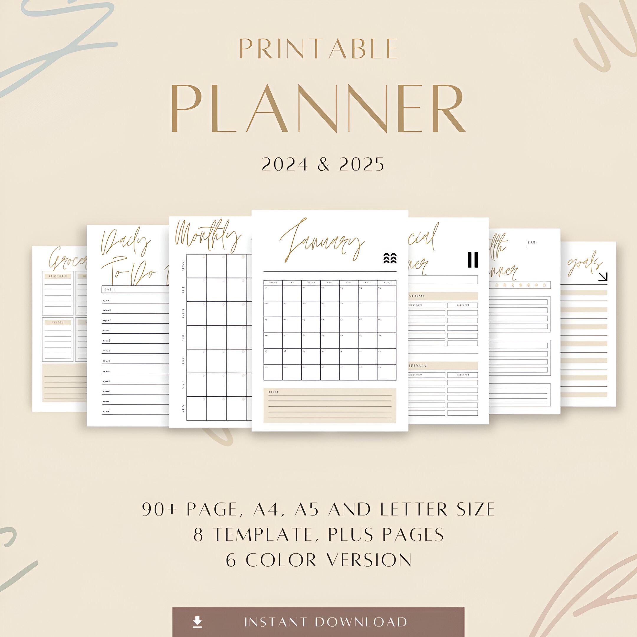 Printable Planner 2024-2025, Calendar, Planner Bundle 2024, 2025 ...