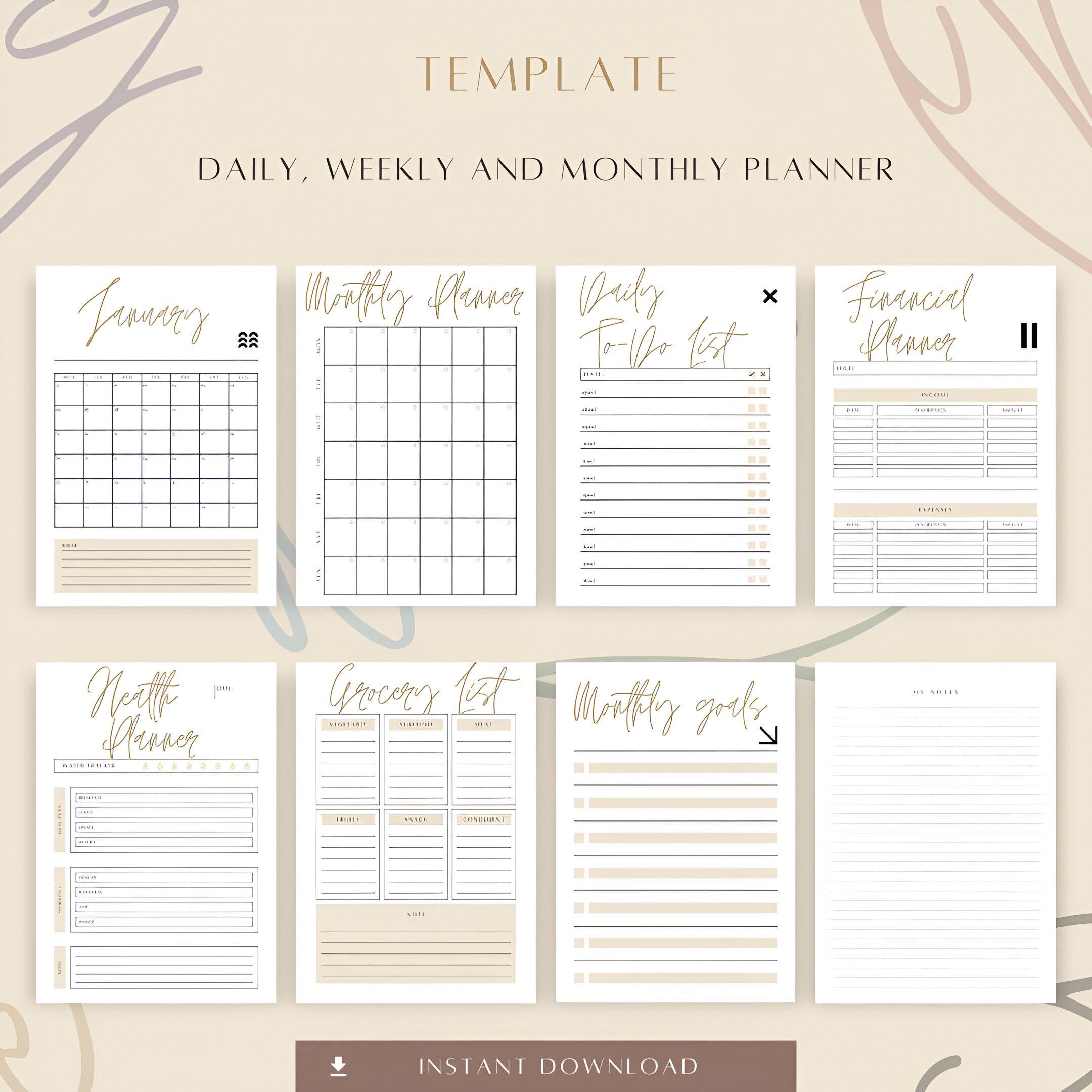 Printable Planner 2024-2025, Calendar, Planner Bundle 2024, 2025 ...