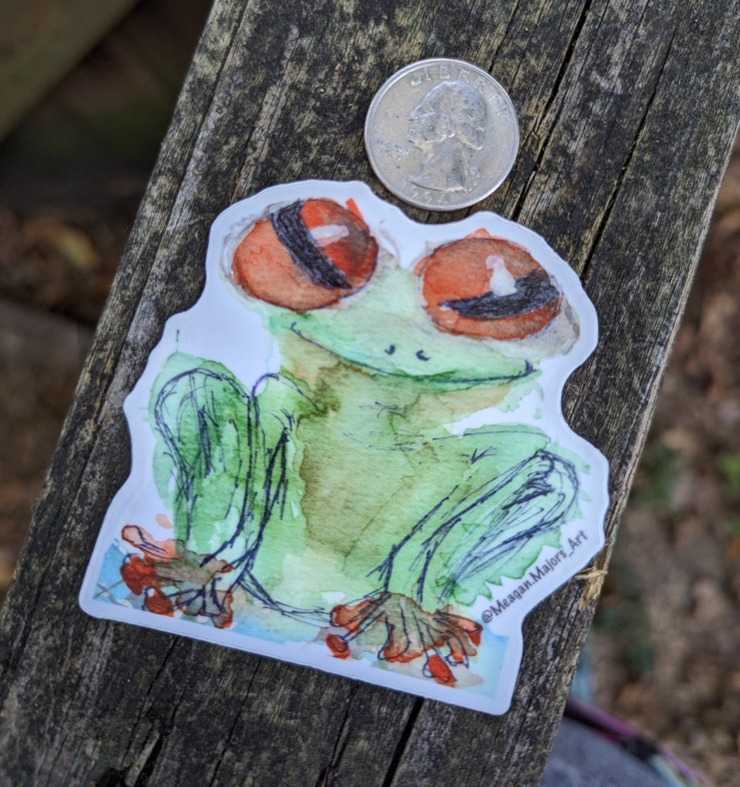Frog Sticker 3 Vinyl Waterproof Sticker, Tree Frog, Green Frog, Art ...