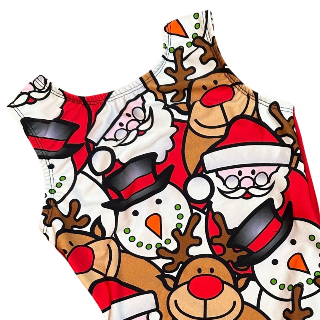 Christmas Gymnastics Leotard – Holiday Santa Reindeer Print - Etsy