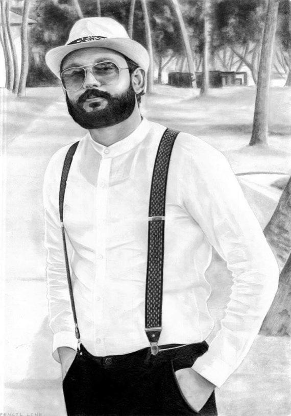 Attractive Pencil Art-pencil Drawing by Photo Template in - Etsy