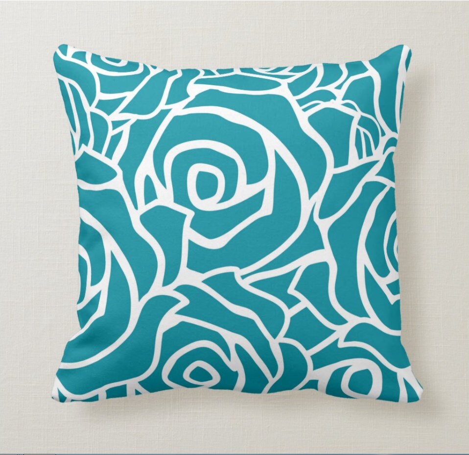 Teal Blue Throw Pillow Mix and Match Indoor Outdoor Decorative Zippered ...