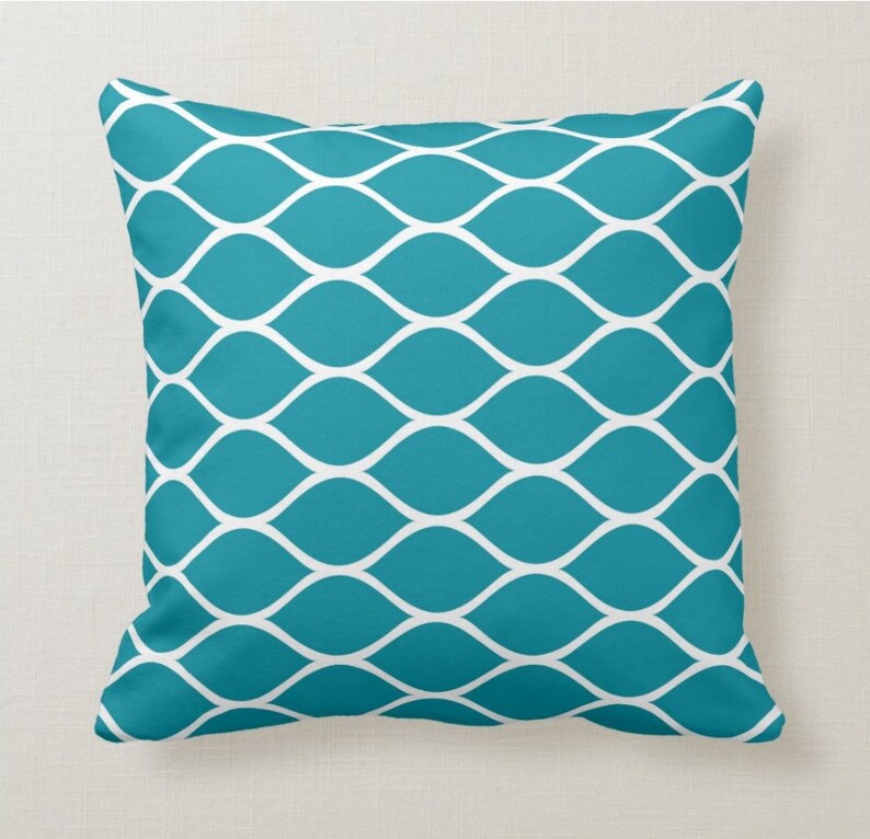 Teal Blue Throw Pillow Mix and Match Indoor Outdoor Decorative Zippered ...