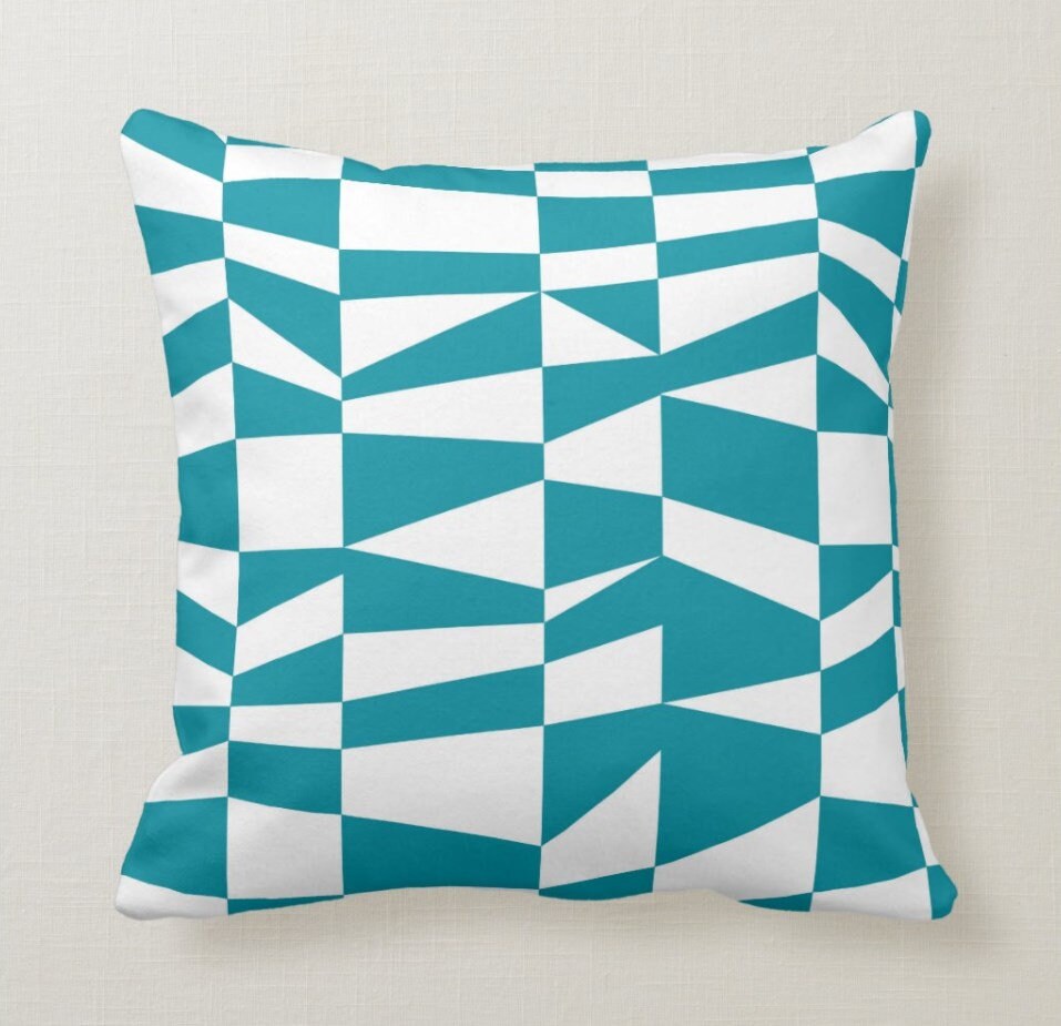 Teal Blue Throw Pillow Mix and Match Indoor Outdoor Decorative Zippered ...
