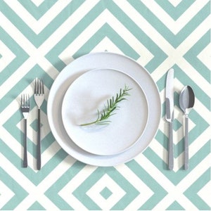 Geometric Duck Egg Table Runner Square or Rectangular | Etsy