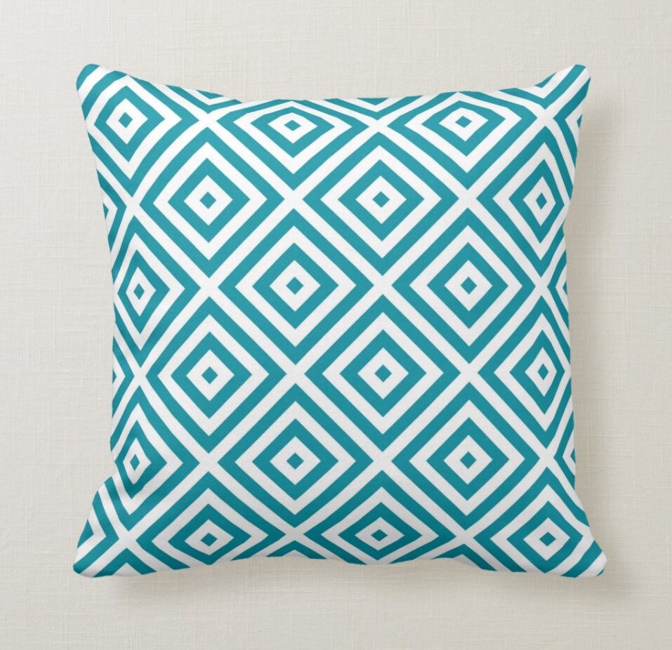 Teal Blue Throw Pillow Mix and Match Indoor Outdoor Decorative Zippered ...