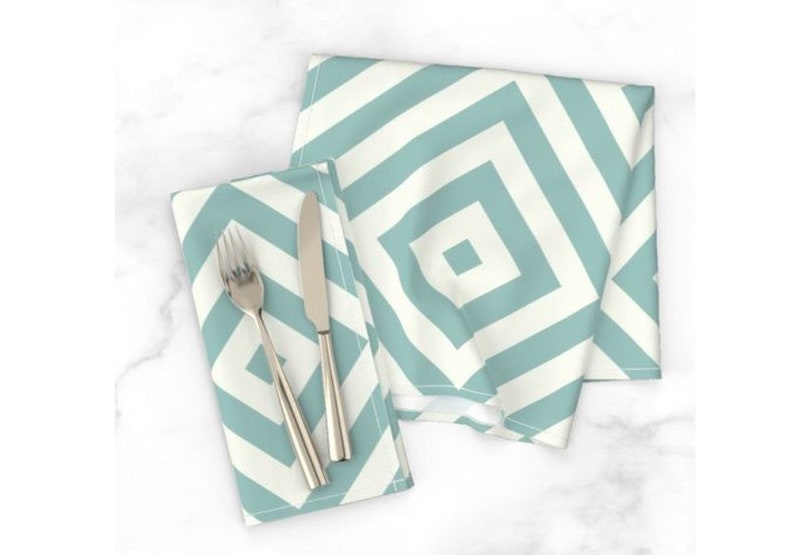 Geometric Duck Egg Table Runner, Square or Rectangular Tablecloth ...