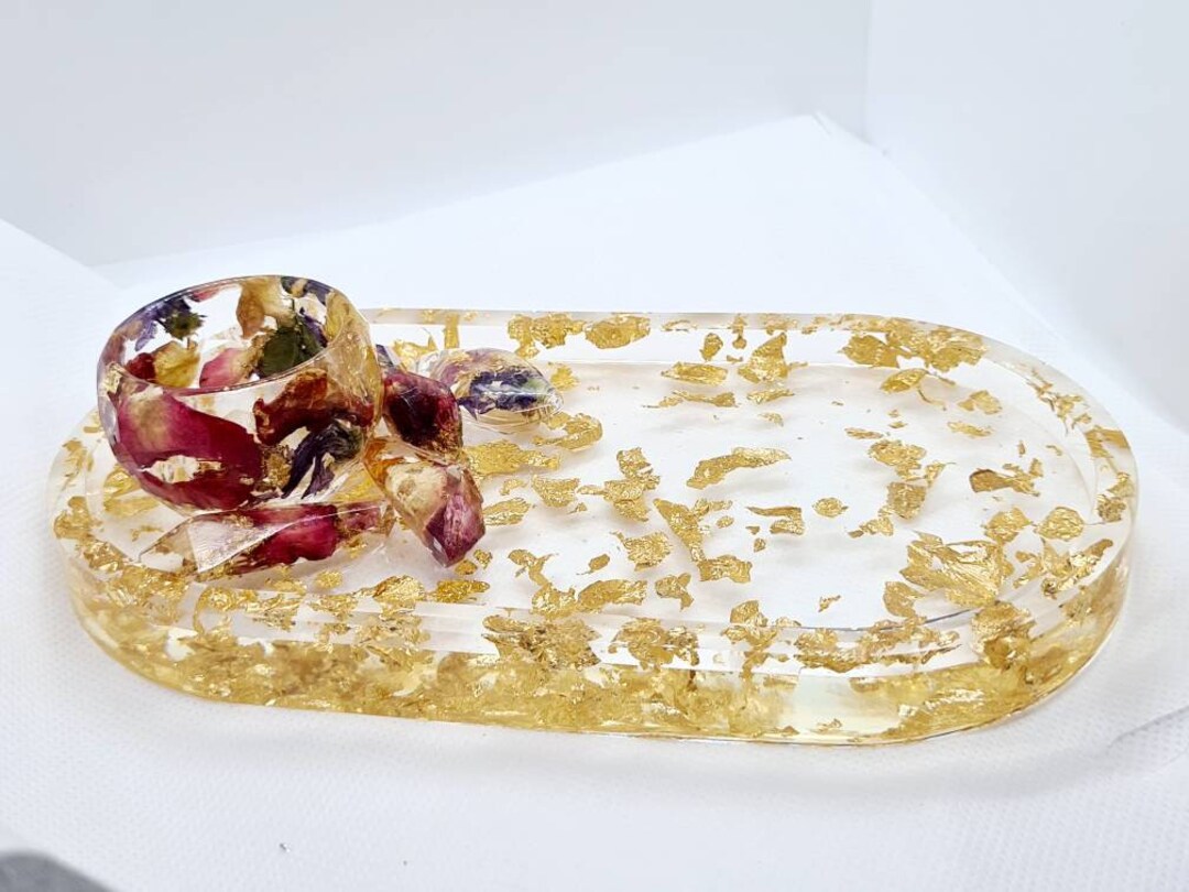 Plateau de babiole de feuille dor bibelot de résine plateau - Etsy Canada