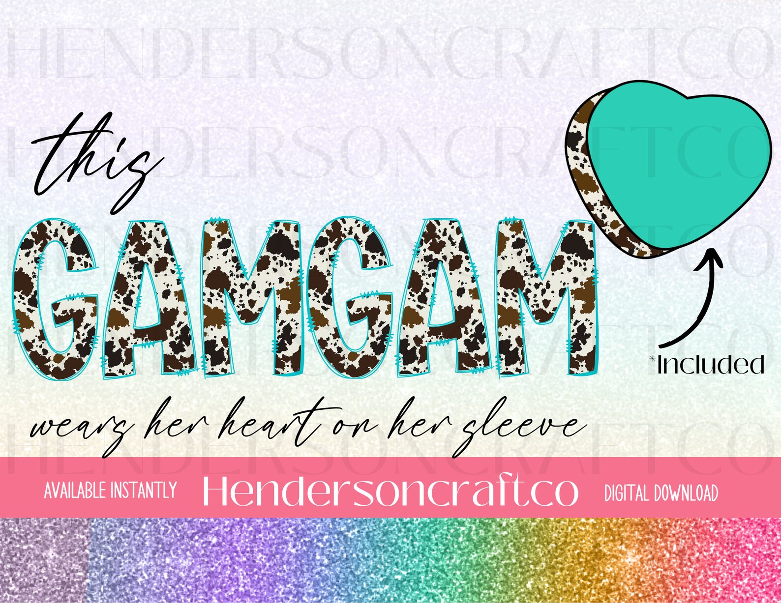 This Gamgam Wears Her Heart on Her Sleeve Png, Western PNG, Cowhide PNG ...