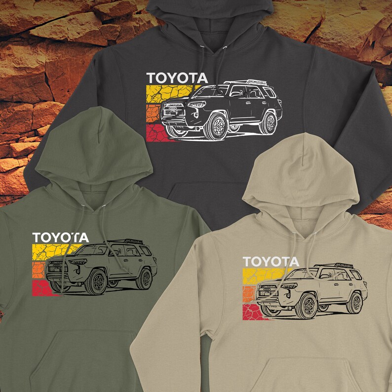 Toyota 4runner Cracked Terrain Heritage Vintage Stripes Lines Hoodie ...