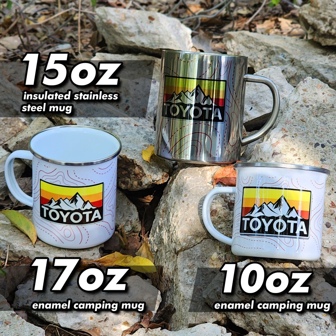 Toyota Mountains Heritage Logo Stripes Camping Coffee Mug With Topo ...