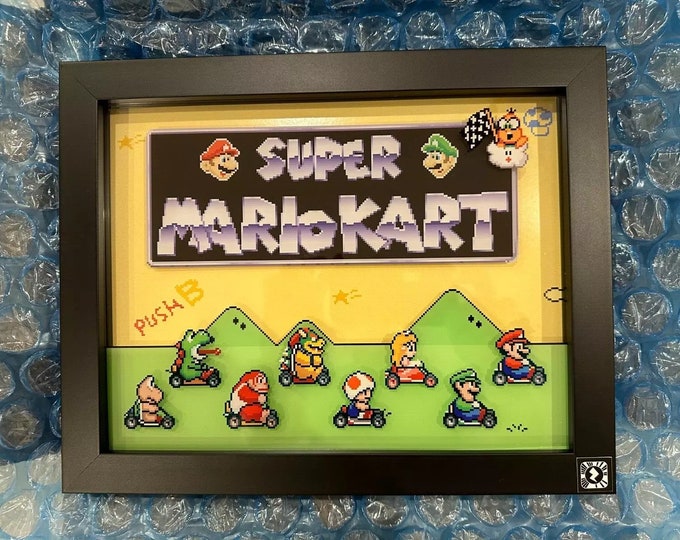 Super Mario Kart SNES Super Nintendo 3D Shadow Box W/ Augmented Reality ...