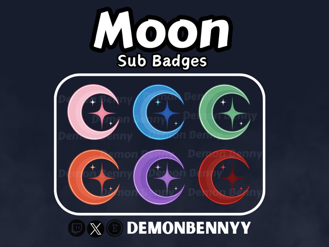 Moon Sub Badges for Twitch Discord Youtube Stream Badges Kawaii Stars ...