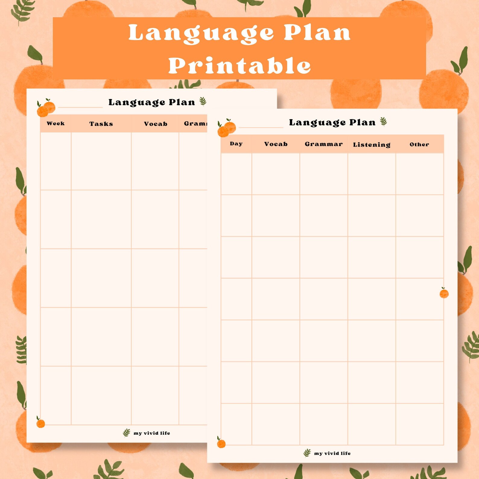 Language Plan Printable Study Planner Language Learning - Etsy