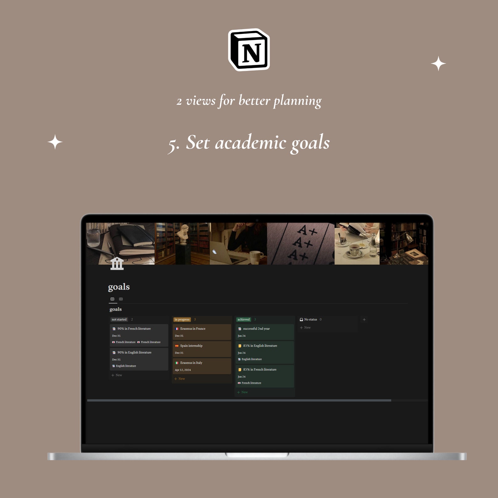 Dark Academia Uni Hub Notion Template College Notion - Etsy