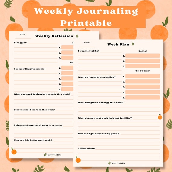 Weekly Journaling Printable Reflection & Planning Weekly - Etsy