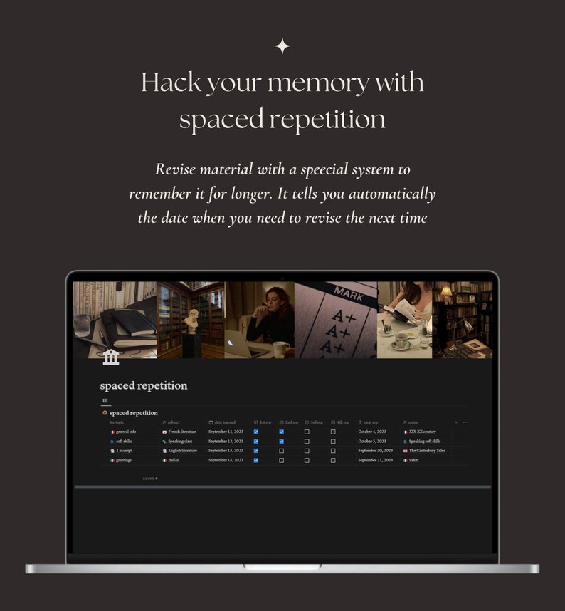 Dark Academia Uni Hub Notion Template College Notion Dashboard Student Notion Template Student ...