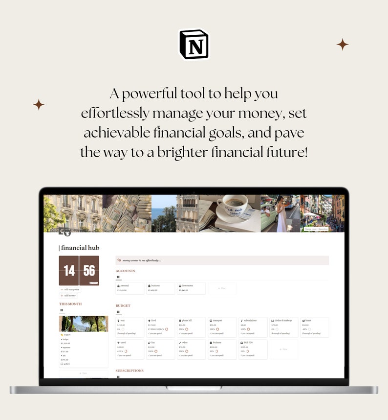 Notion Personal Finance Hub Template | Money Notion Dashboard ...