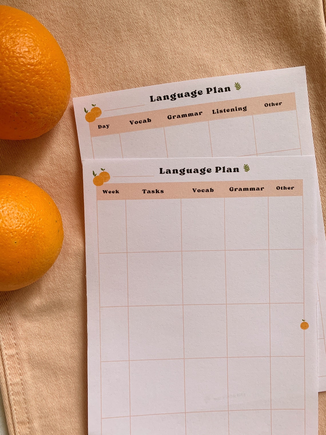 Language Plan Printable Study Planner Language Learning - Etsy