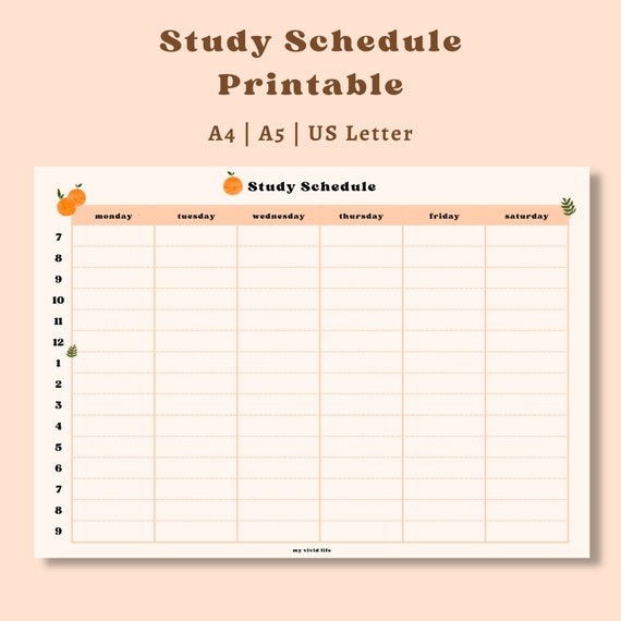 Study Schedule Printable Study Plan Planner Digital - Etsy