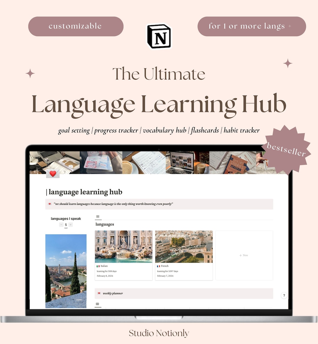 Language Learning Notion Template, Language Learning Planner, Language ...
