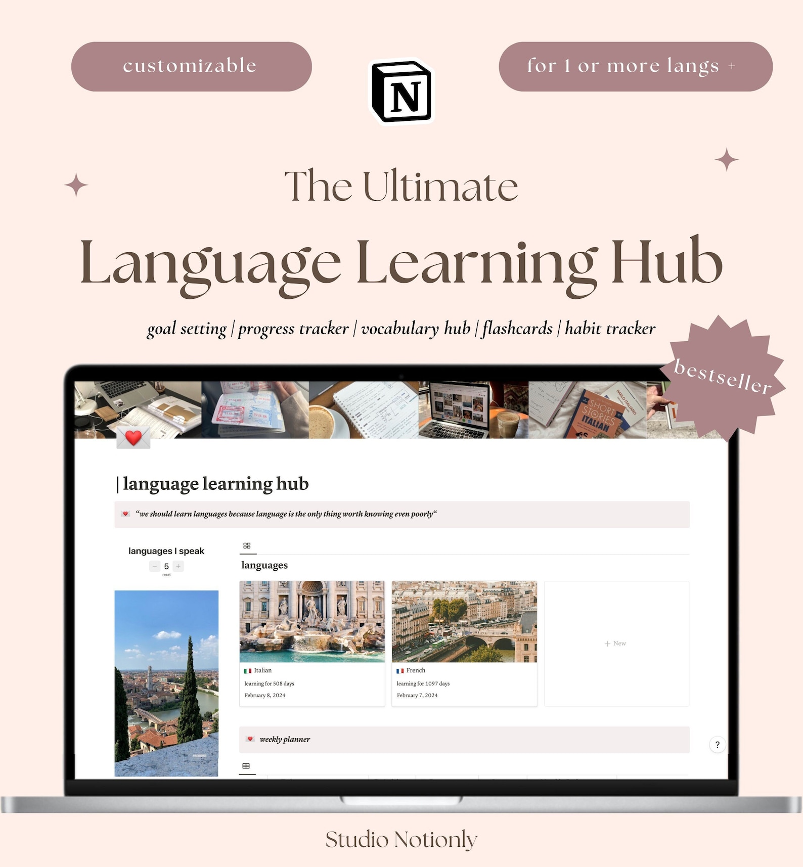 Language Learning Notion Template, Language Learning Planner, Language ...