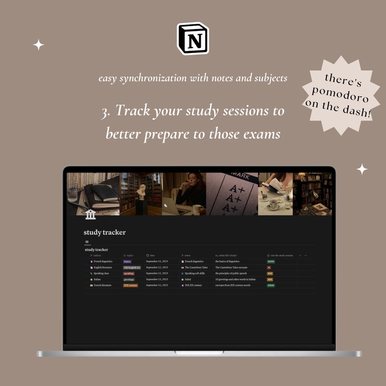 Dark Academia Uni Hub Notion Template College Notion - Etsy