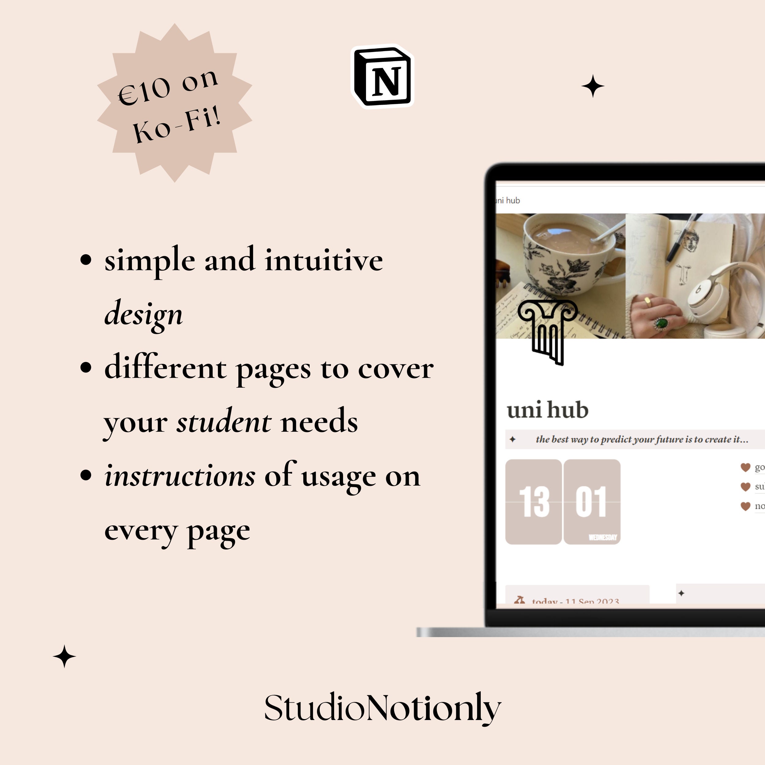 Light Academia Uni Hub Notion Template College Notion - Etsy