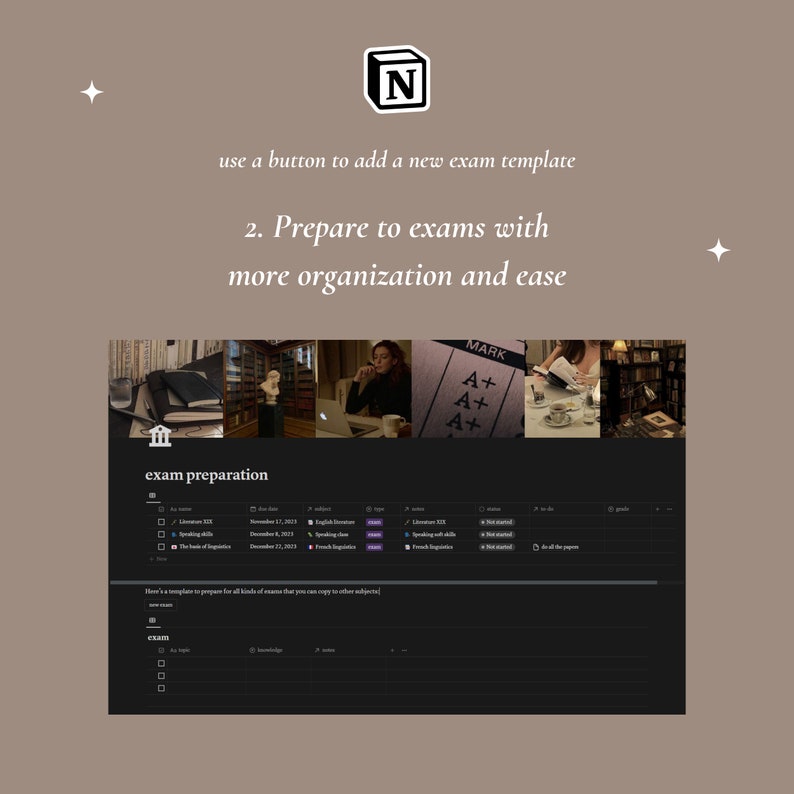 Dark Academia Uni Hub Notion Template College Notion - Etsy