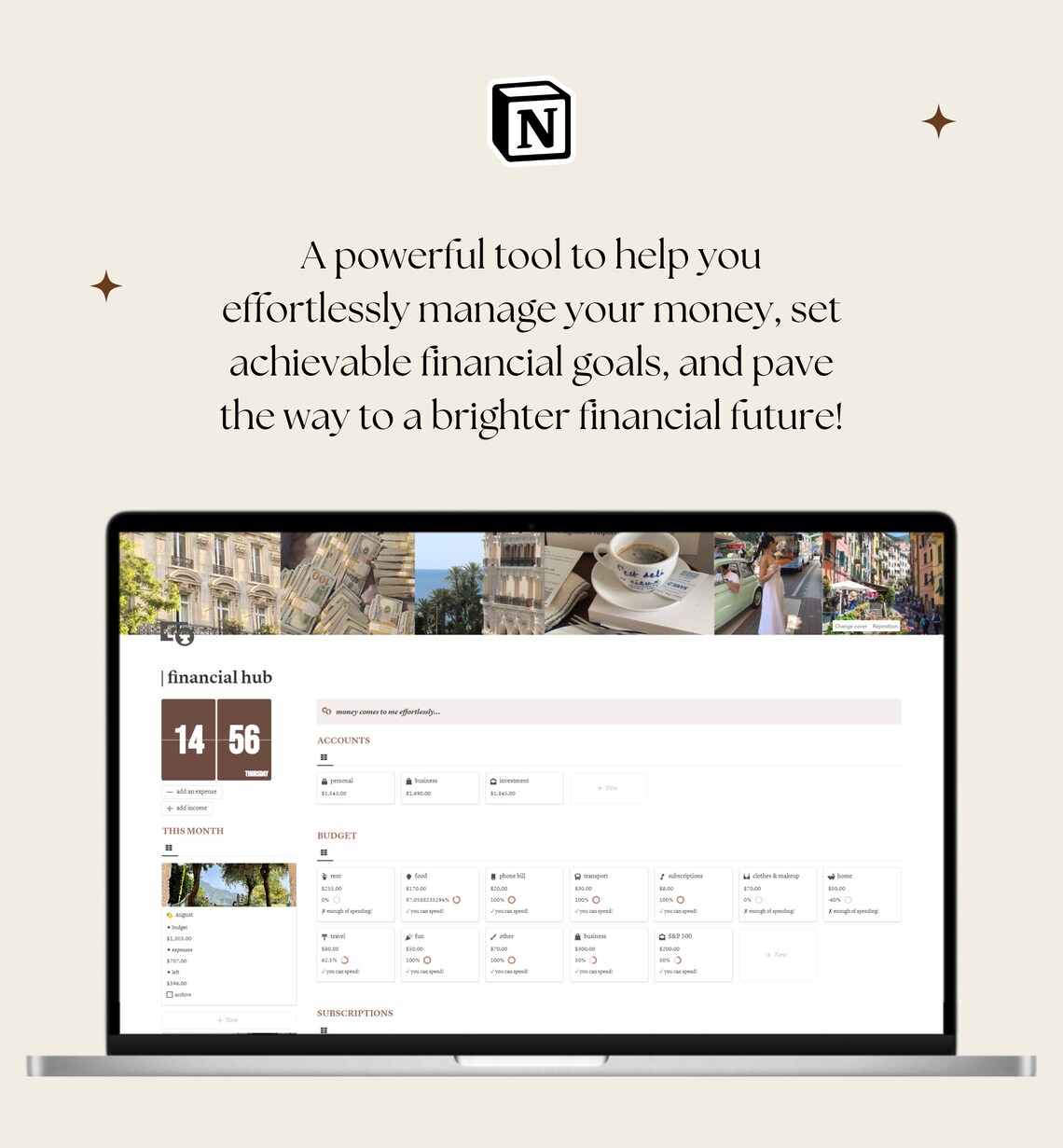 Notion Personal Finance Hub Template Money Notion Dashboard Financial Planner Notion Template ...