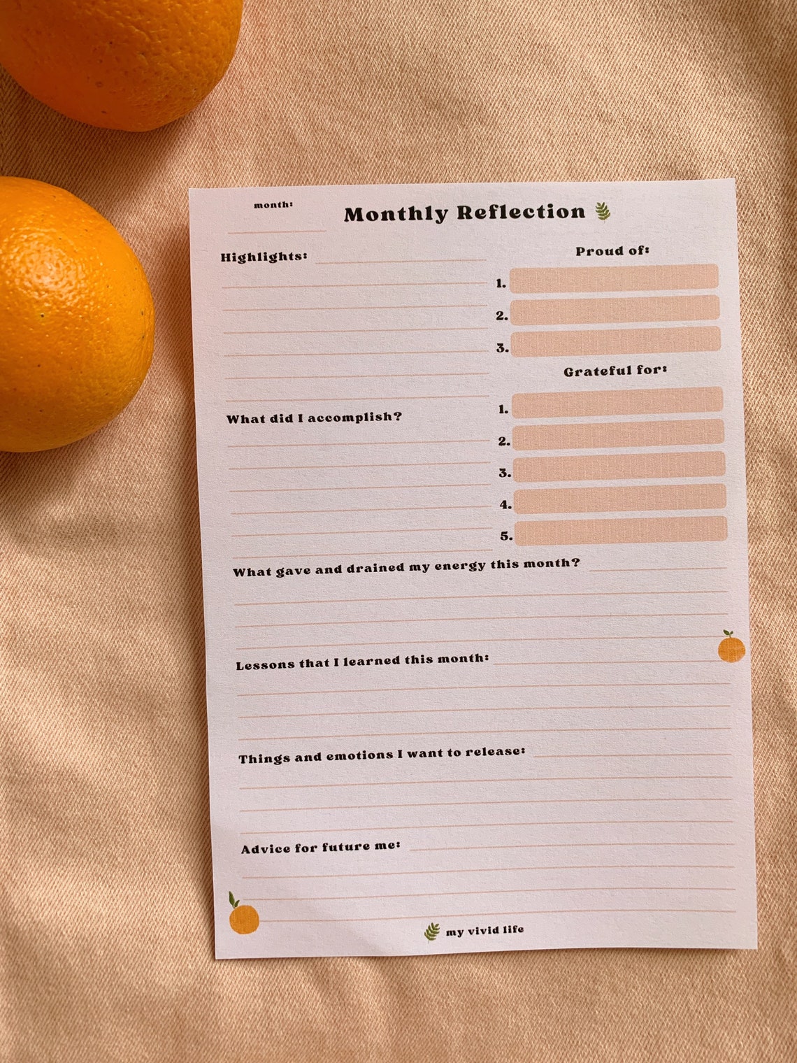 Monthly Journaling Printable Reflection & Planning Monthly - Etsy