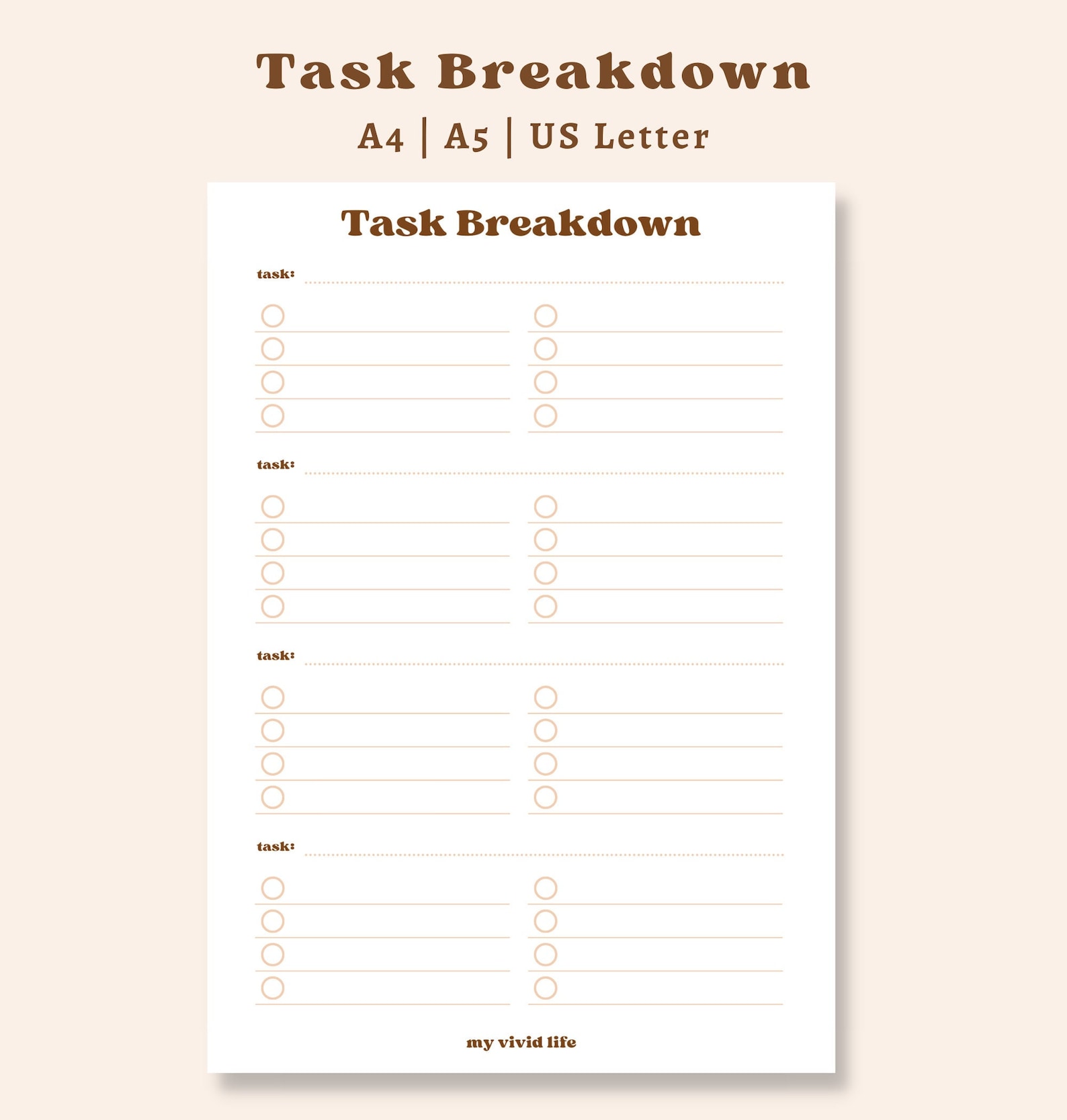 Task Breakdown Printable To-do List Printable Productivity - Etsy
