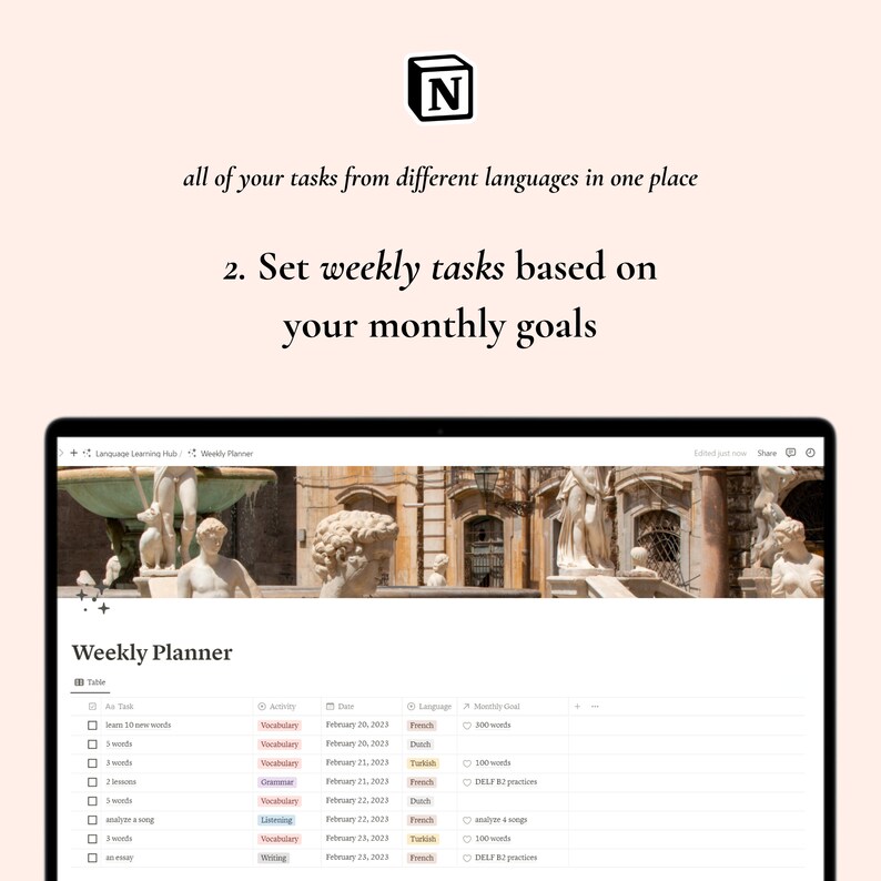 Language Learning Notion Template Language Learning Planner - Etsy