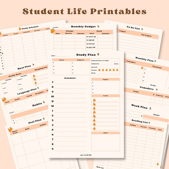 Student Life Printables 24 Printables for Students to - Etsy