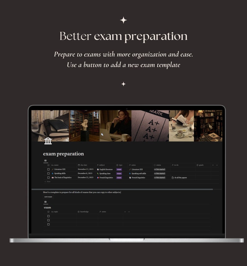 Dark Academia Uni Hub Notion Template College Notion Dashboard Student Notion Template Student ...