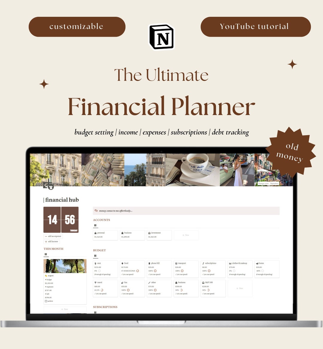 Notion Personal Finance Hub Template Money Notion Dashboard Financial ...