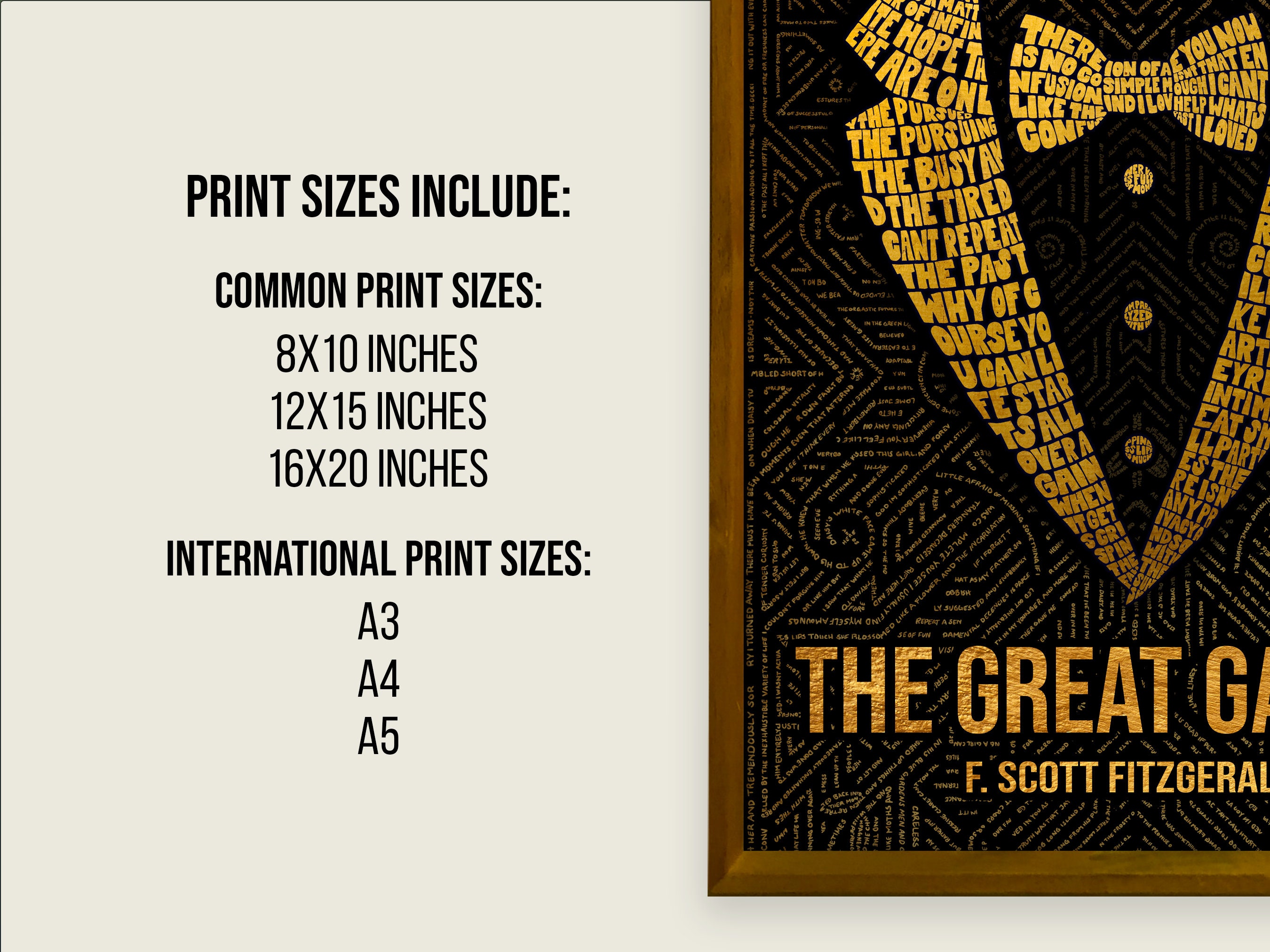 Printable the Great Gatsby Typography Poster Art W/ Quotes Wall Print ...