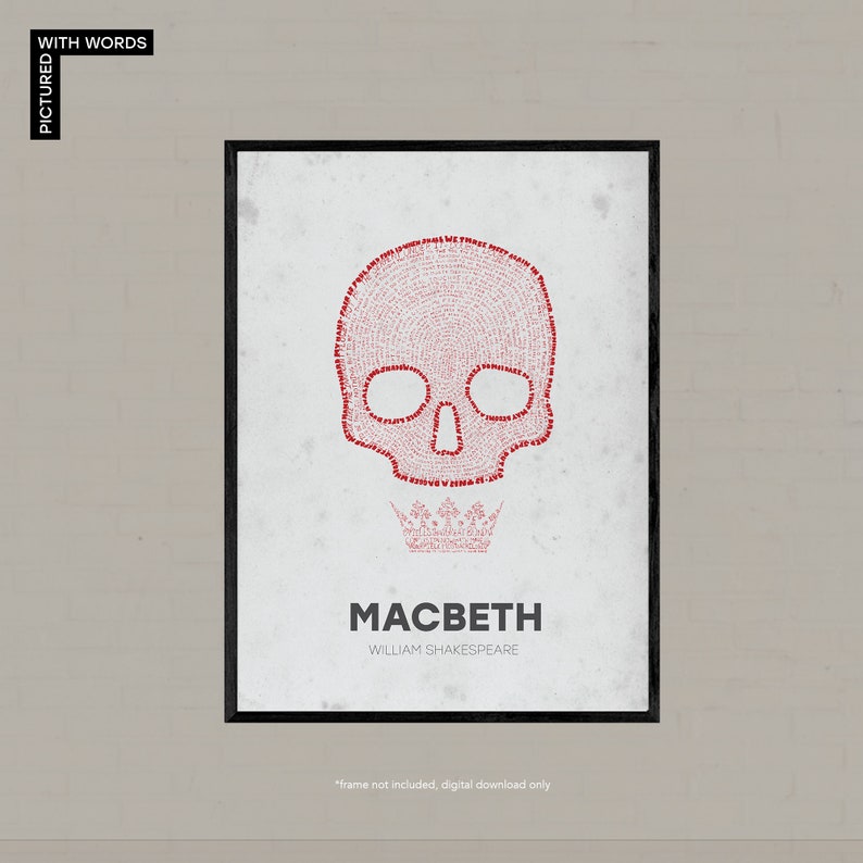 Printable Macbeth Shakespeare Typography Poster Art W/ Quotes Wall ...