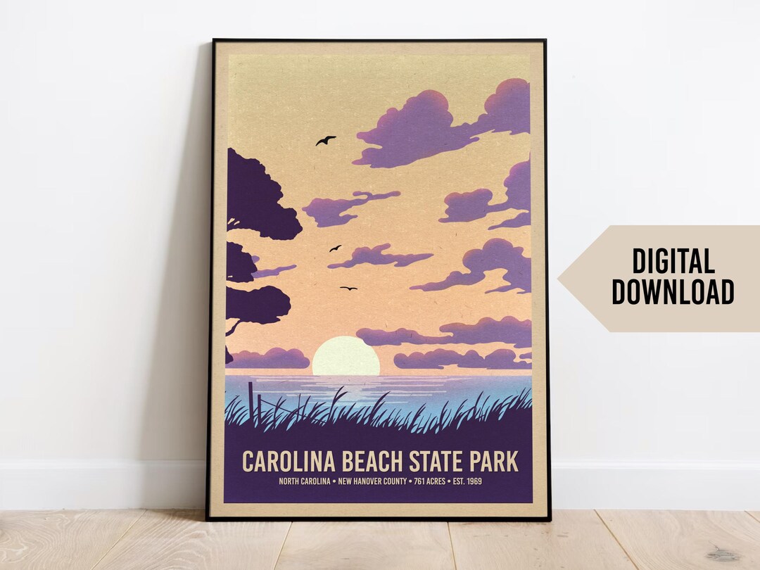 Printable Carolina Beach North Carolina Travel Poster Art Wall Print ...