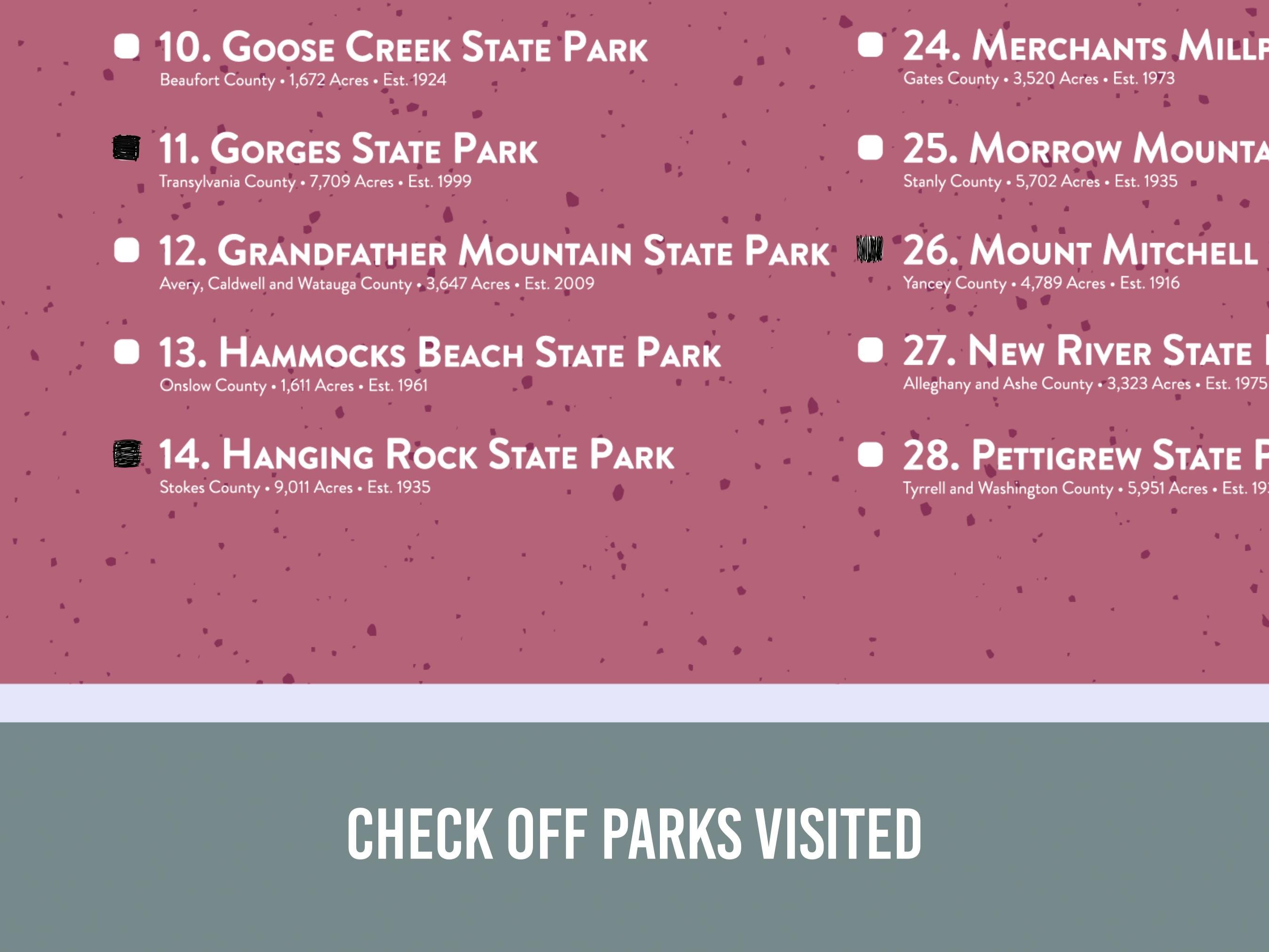 North Carolina State Parks Map Checklist | Printable Guide to All NC ...