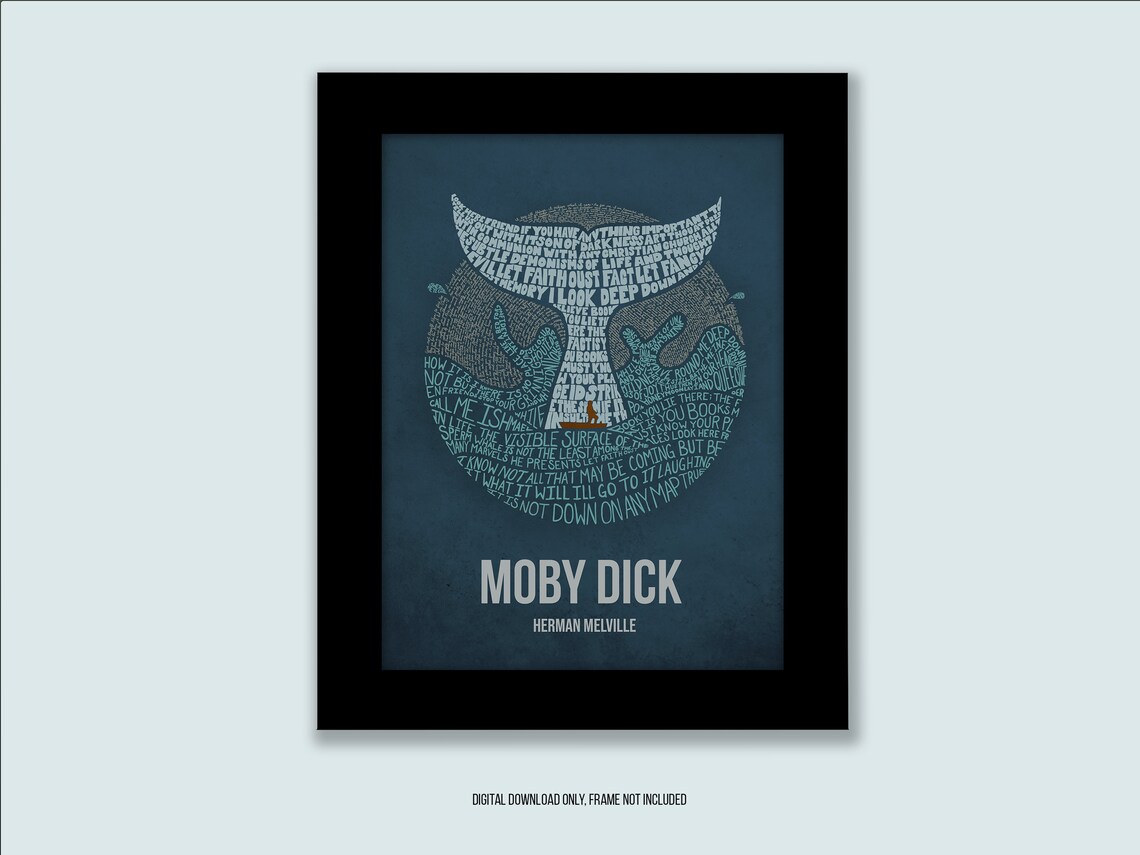 Printable Moby Dick Typography Poster Art With Quotes Printable Gift ...