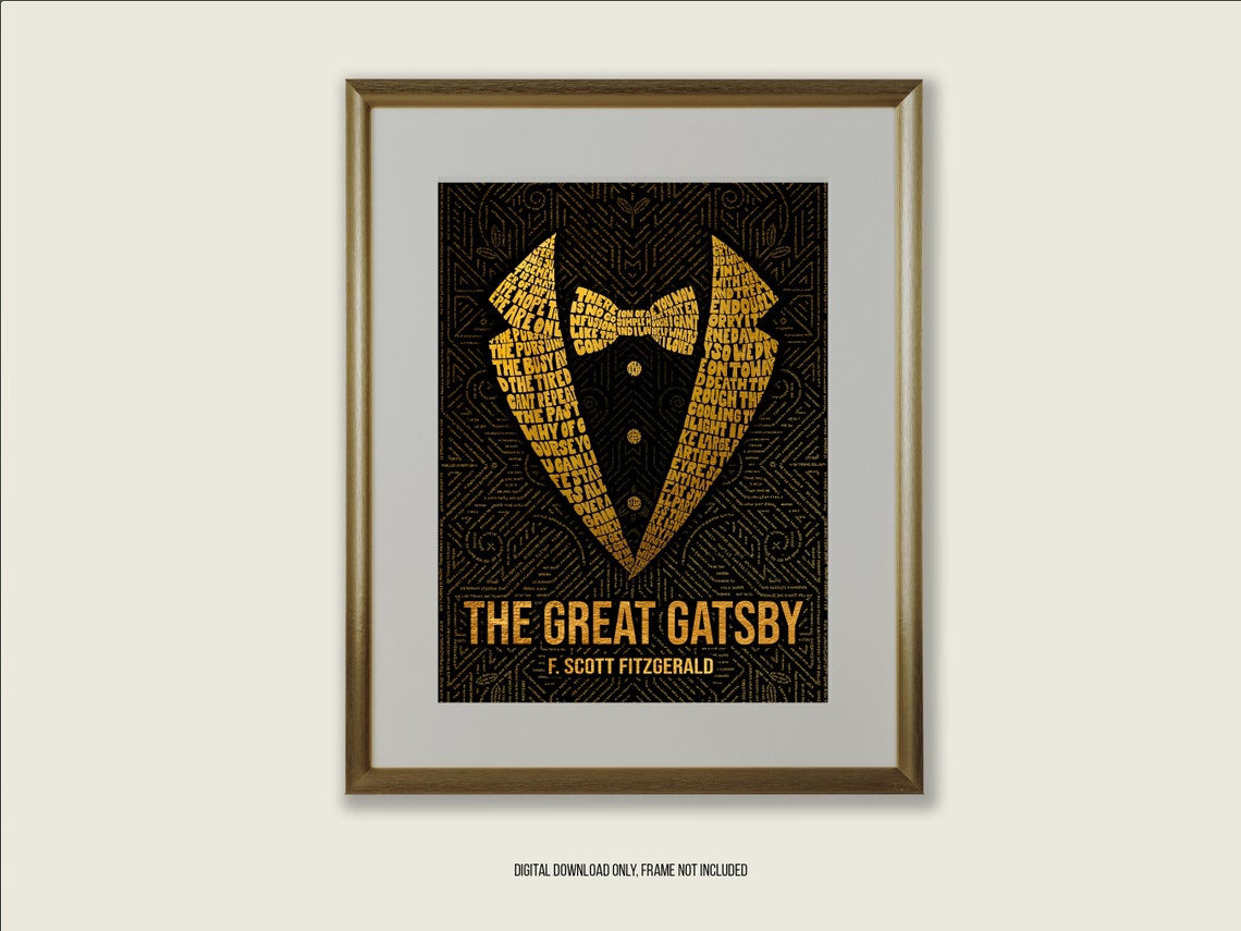 Printable the Great Gatsby Typography Poster Art W/ Quotes Wall Print ...