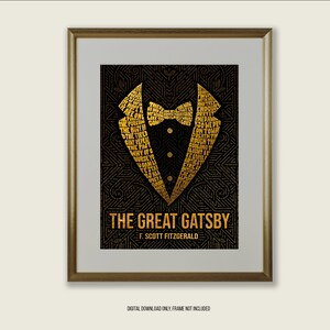 Printable the Great Gatsby Typography Poster Art W/ Quotes Wall Print ...