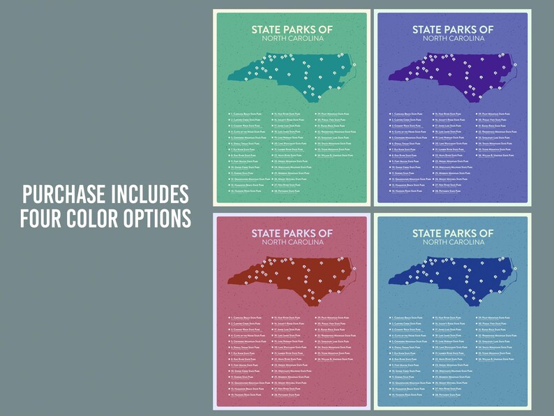 North Carolina State Parks Map Checklist | Printable Guide to All NC ...