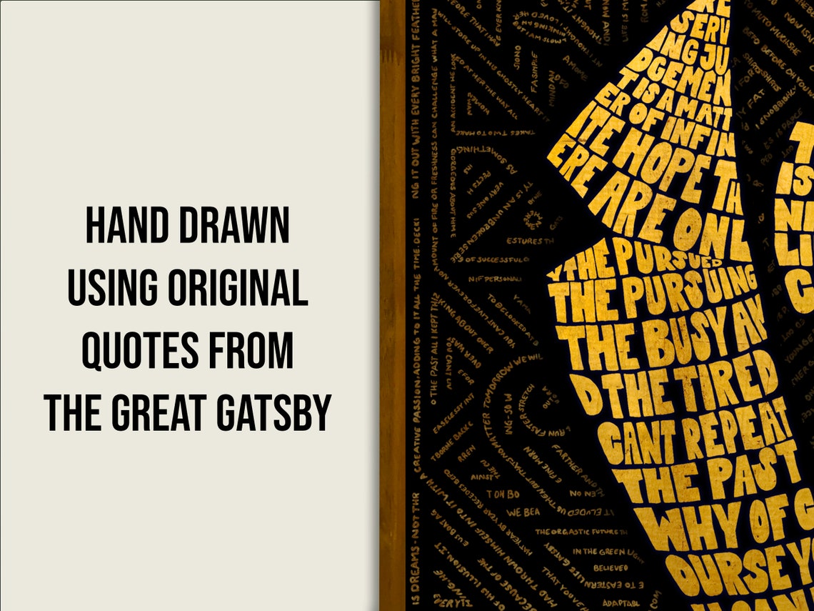 Printable the Great Gatsby Typography Poster Art W/ Quotes Wall Print ...