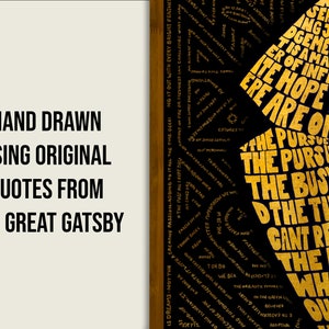 Printable the Great Gatsby Typography Poster Art W/ Quotes Wall Print ...