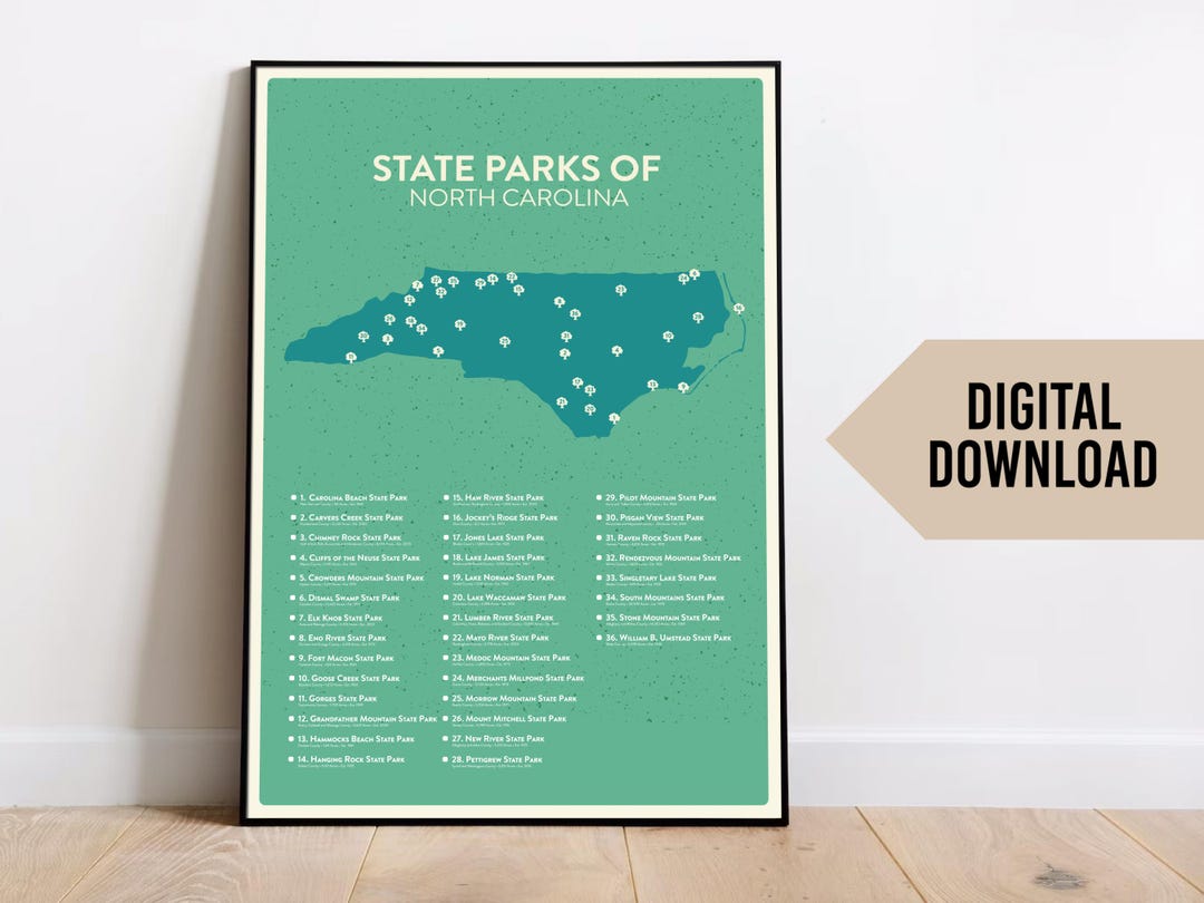 North Carolina State Parks Map Checklist | Printable Guide to All NC ...