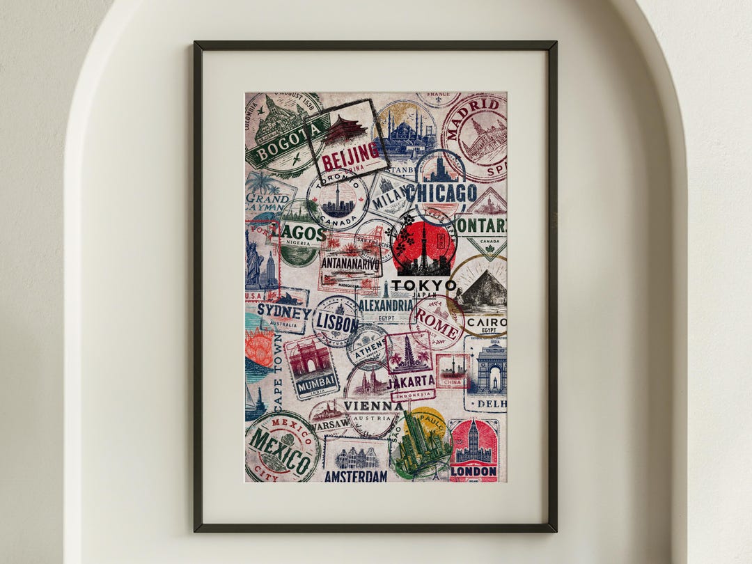 World Travel Passport Stamp Digital Print – International City Stamps ...